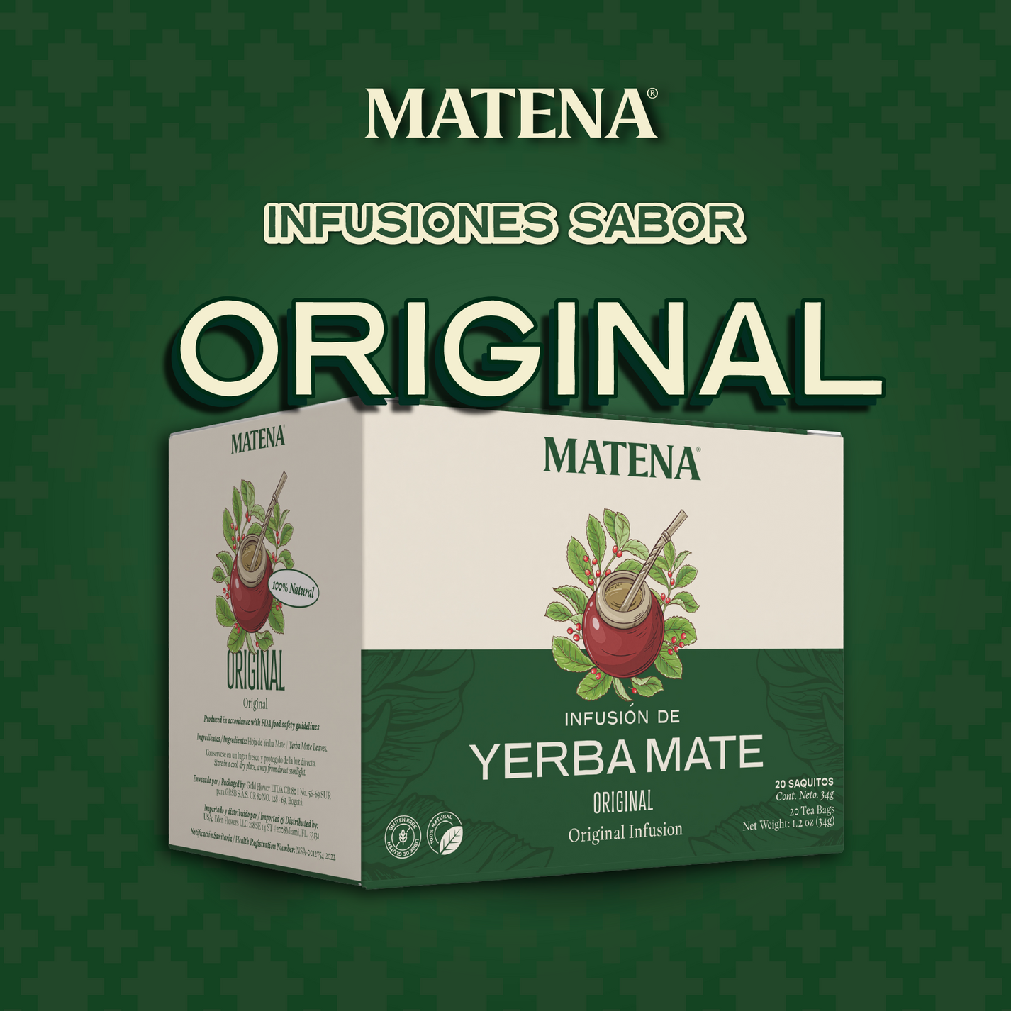 Yerba Mate en Saquitos ORIGINAL (caja x 20 unidades) – Matena Colombia